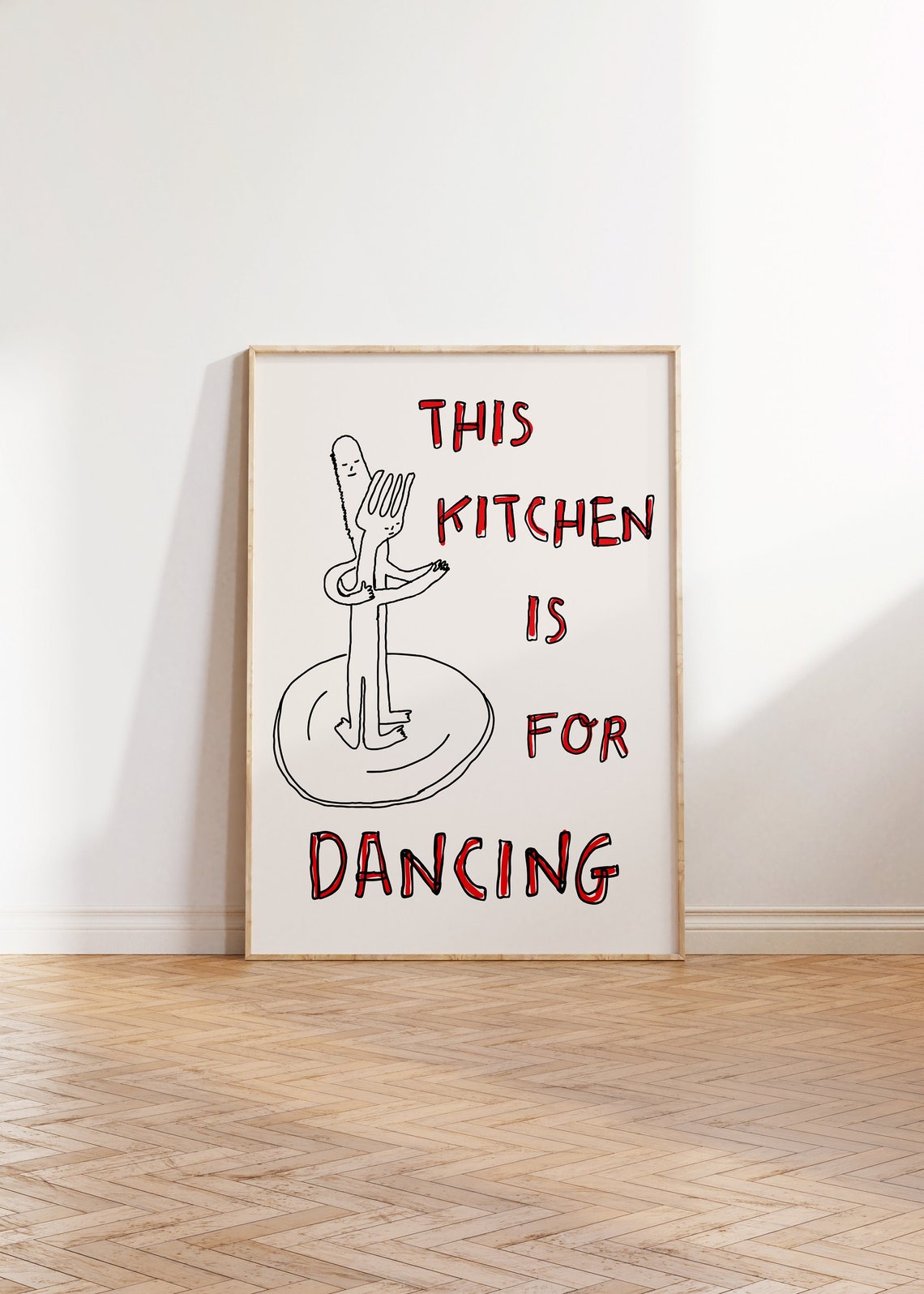 This Kitchen is for Dancing Poster Aesthetic Kitchen Decor Retro Trendy ...