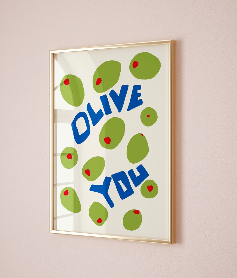 Olive Print Aesthetic Kitchen Decor Retro Poster Trendy Wall Art ...