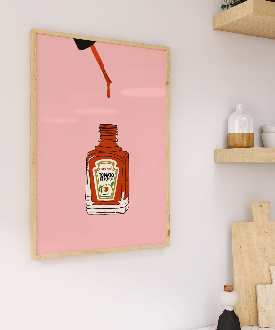 Ketchup Poster Coquette Room Decor Retro Trendy Wall Art Digital ...