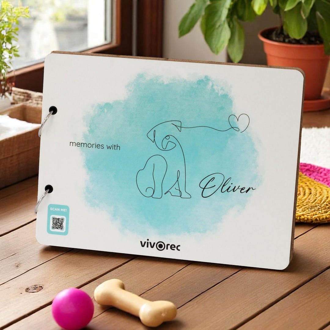 Custom Dog Memory Book With QR Codes – Personalized Wooden Photo Album ...