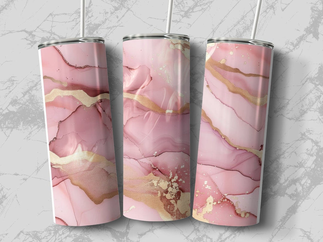 Pastel Pink and Gold Marble Tumbler Wrap, Elegant 20oz Tumbler ...