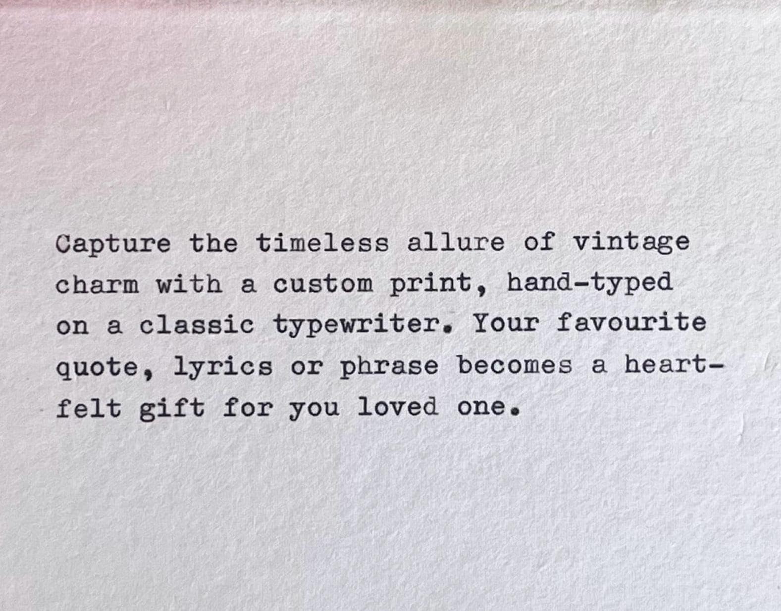 Custom Hand Typed Typewriter Print Poem, Lyric, Quote Personalised ...