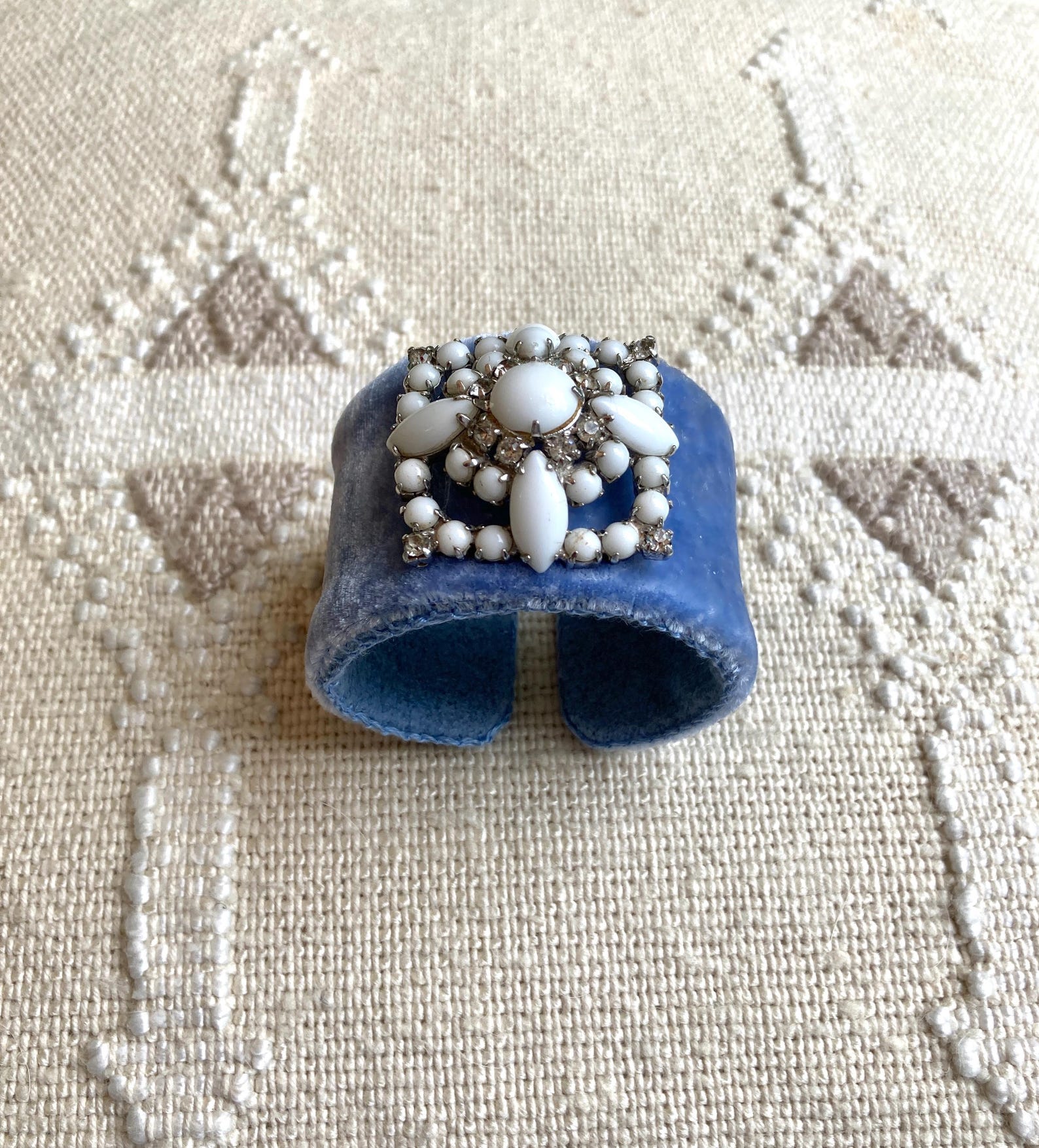 Blue Velvet Adjustable Cuff With Bling - Etsy