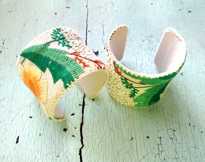 Embroidered Cuffs Repurposed Vintage - Etsy
