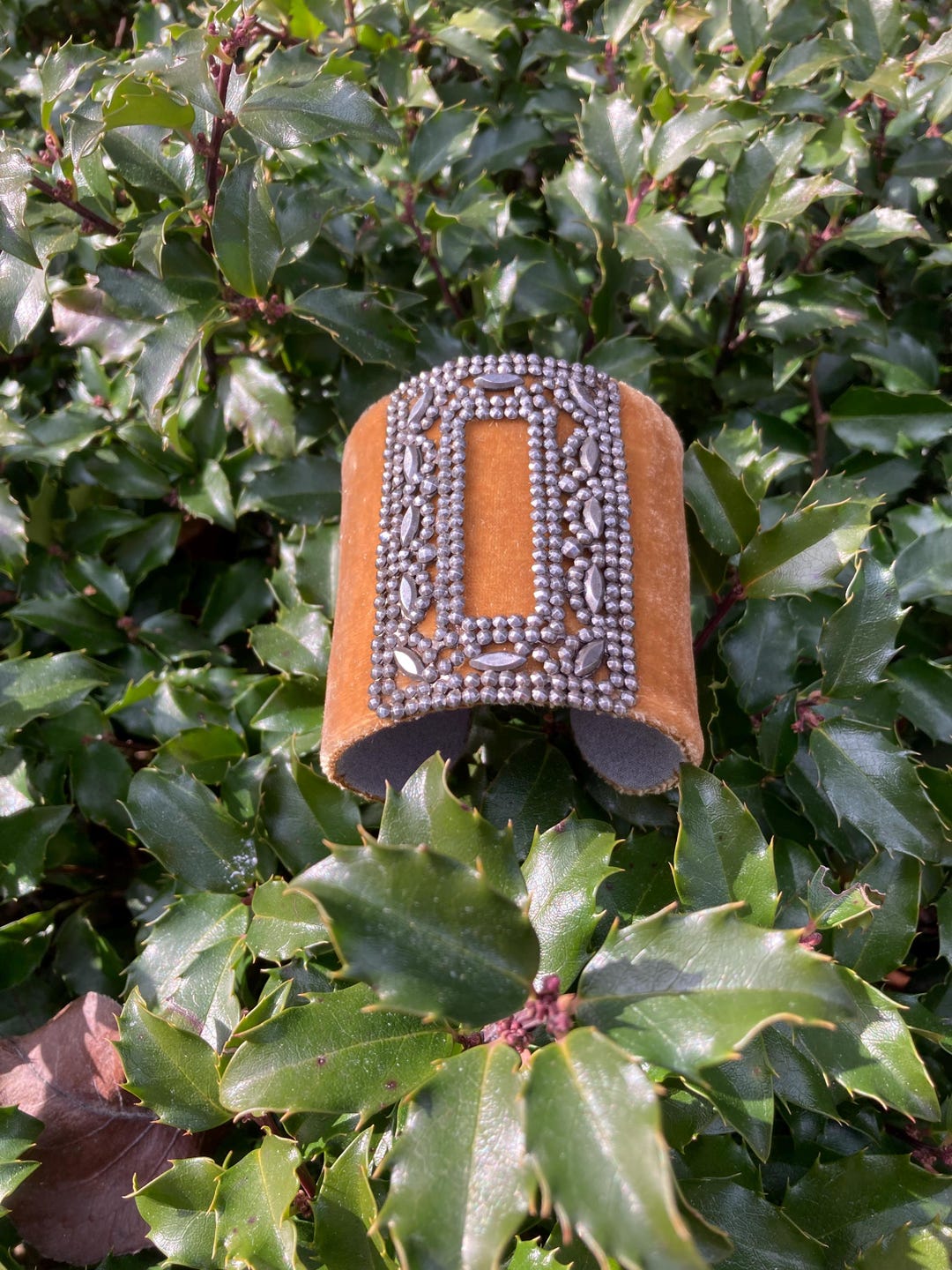 Golden Brown Velvet Adjustable Cuff With Ornate Buckle - Etsy