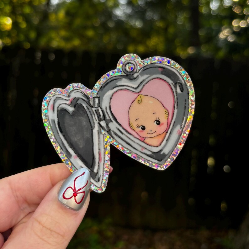 Kewpie Locket Glitter Sticker - Etsy