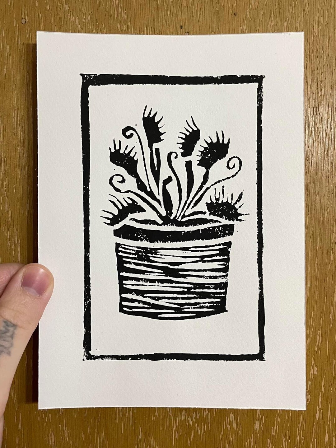 Venus Fly Trap Linocut Print - Etsy