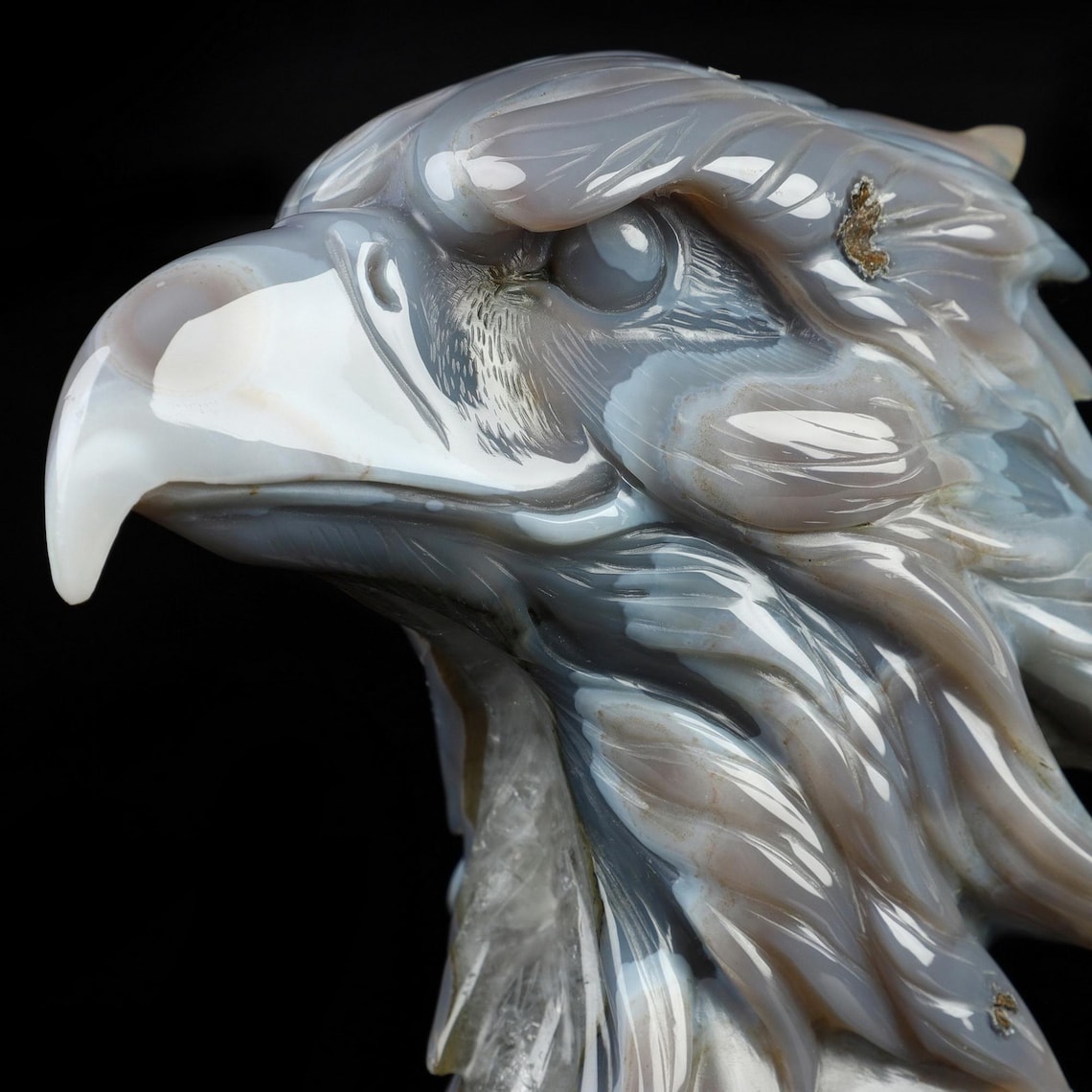 5.6" Agate Amethyst Geode Carved Eagle Sculpture,crystal Healing - Etsy