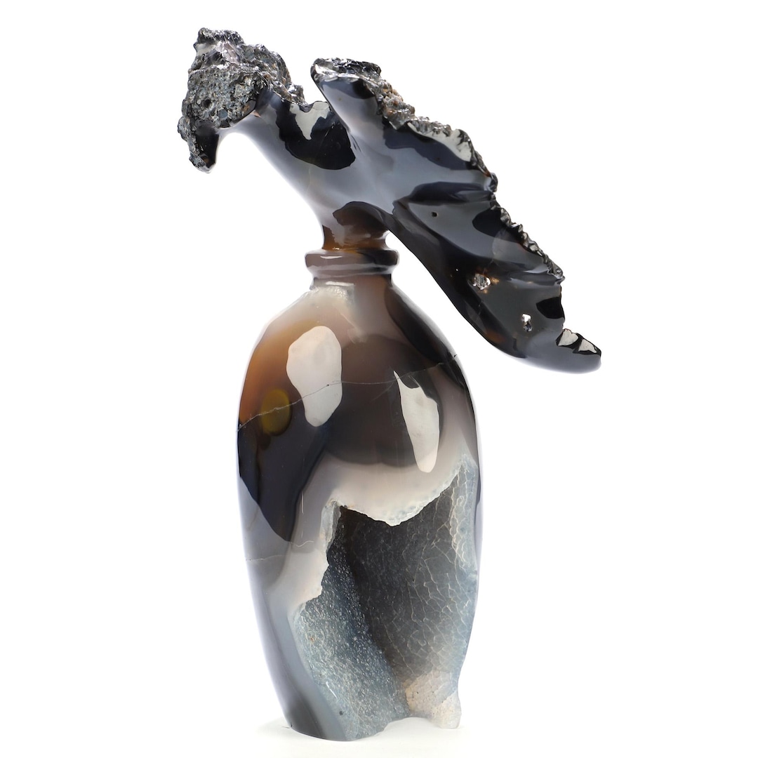8.3" Agate Geode Hand Carved Crystal Vase Sculpture, Crystal Healing - Etsy