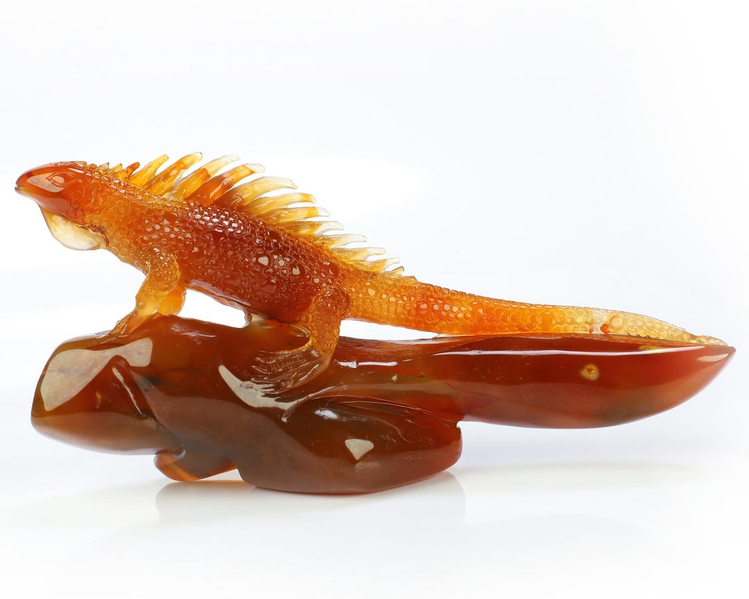 5.2" Carnelian Hand Carved Crystal Lizard Sculpture, Crystal Healing - Etsy