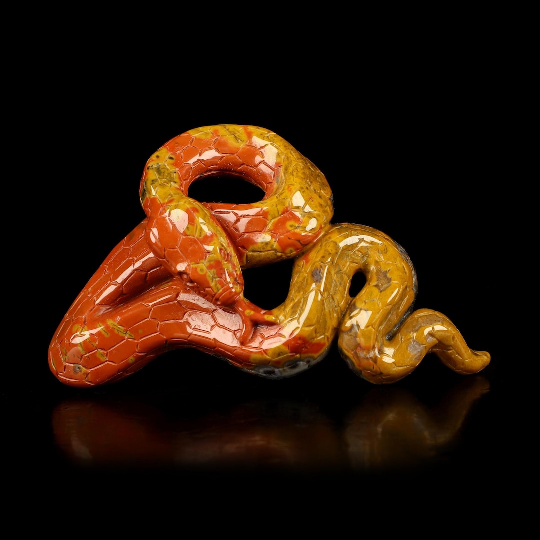 2.3" Empire Red Agate Hand Carved Crystal Snake Sculpture, Crystal ...