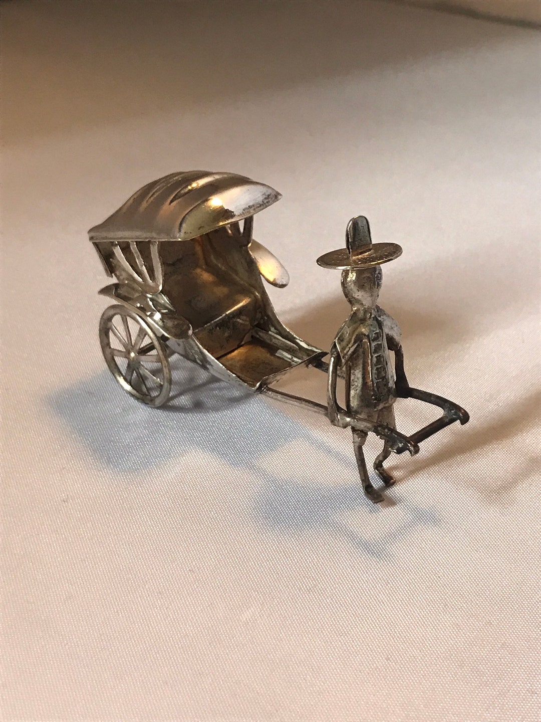 Silver Rickshaw Chinese Man, Art Object, Curio, Handcrafted Silver ...
