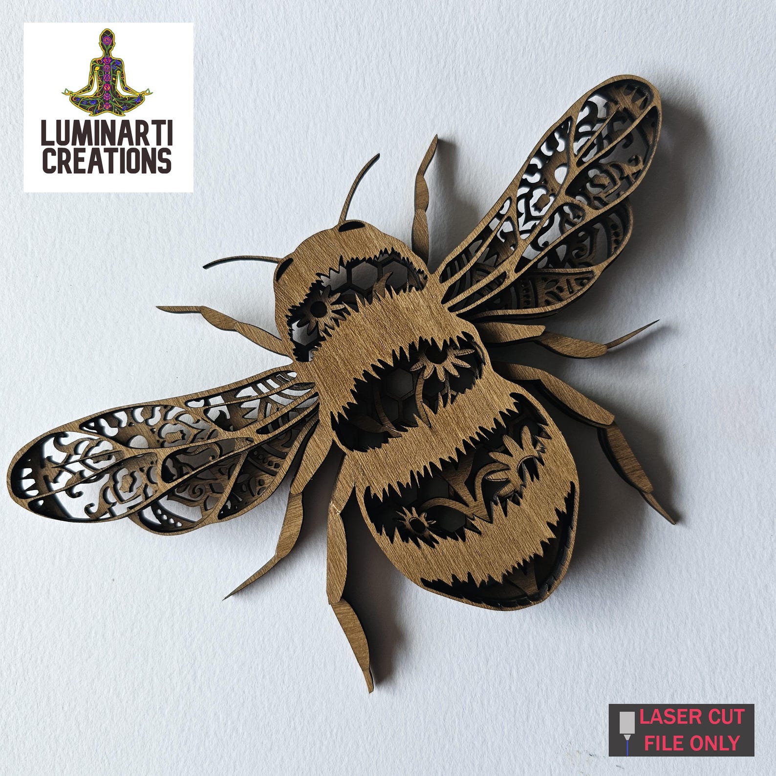 Bumble Bee Laser Cut File Wooden Wall Decor Ornament Lightburn Gift for ...