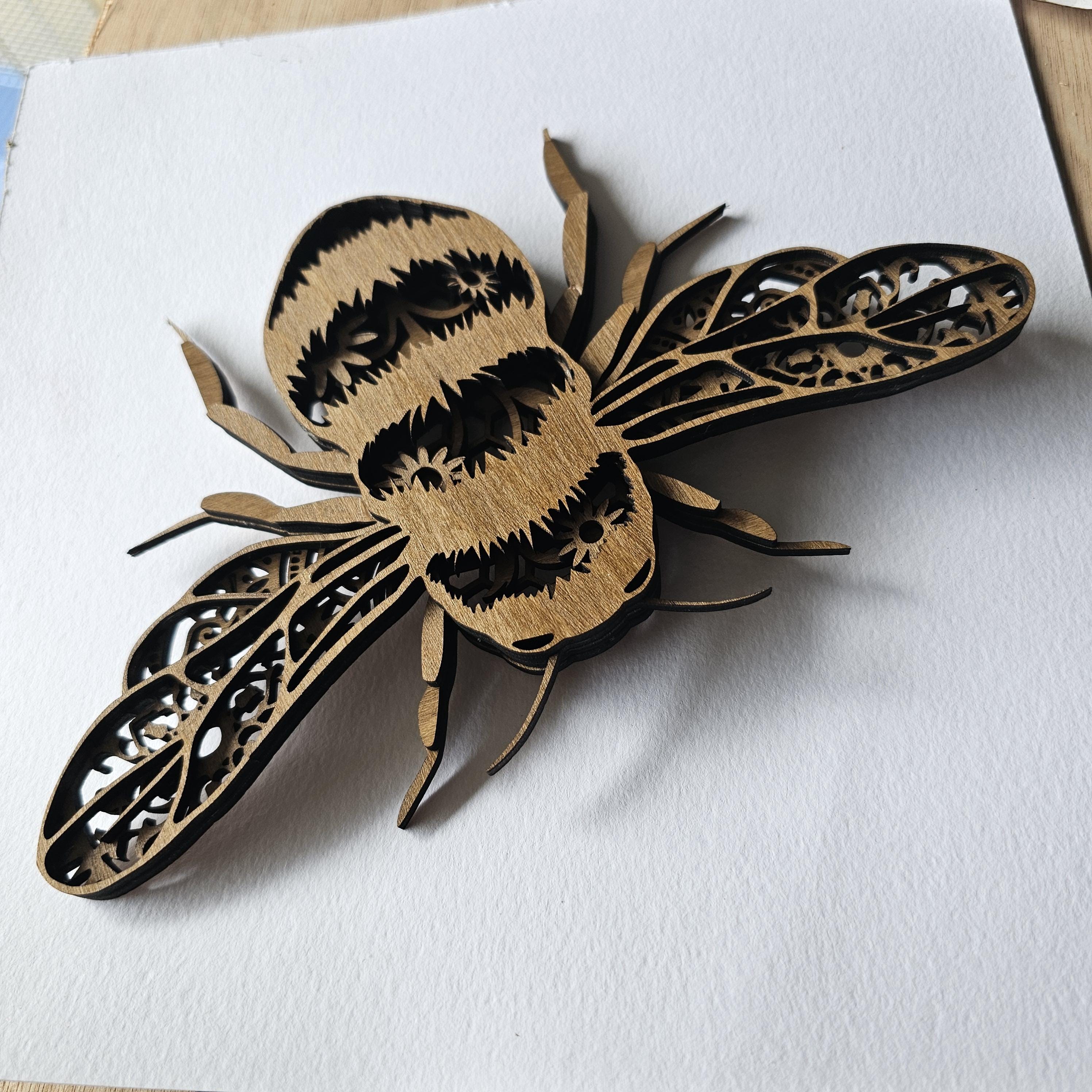 Bumble Bee Laser Cut File Wooden Wall Decor Ornament Lightburn Gift for ...