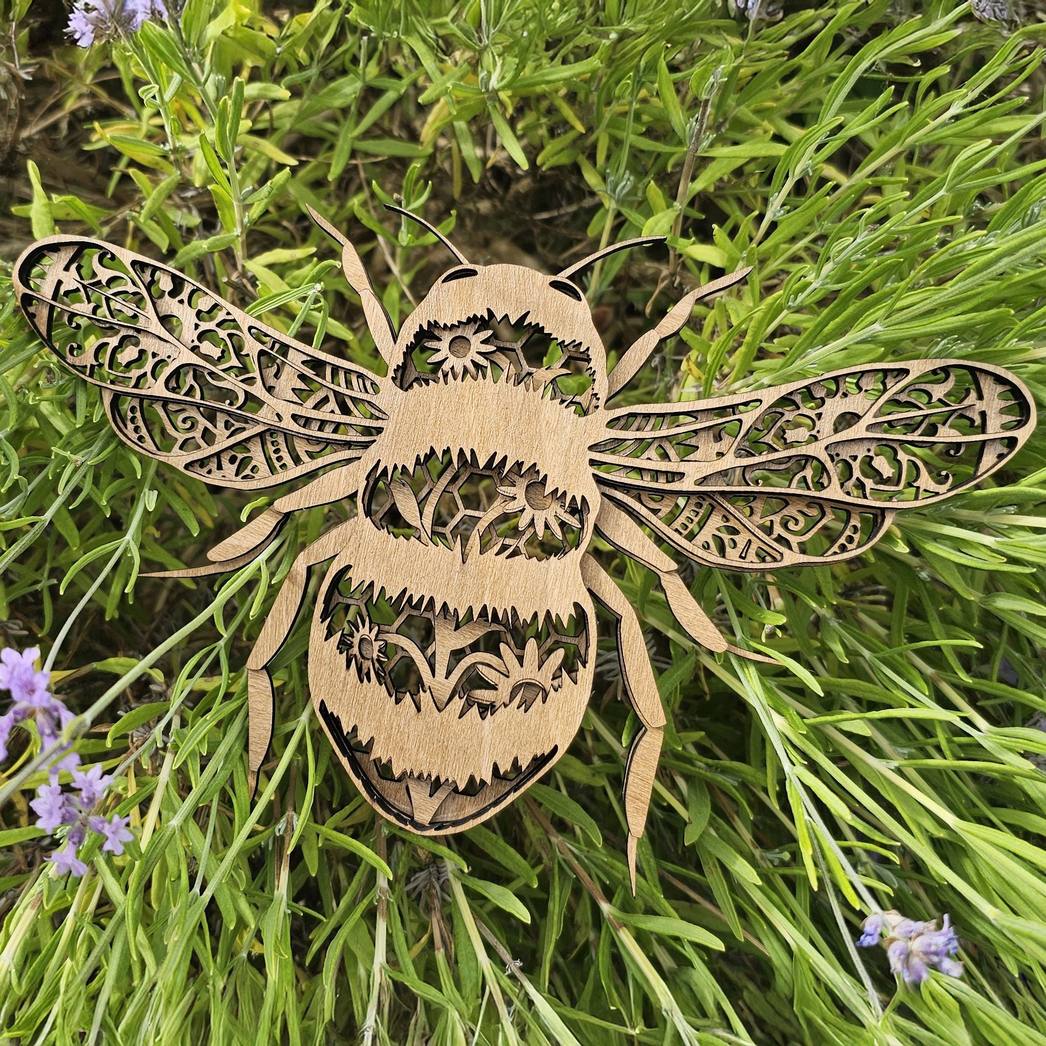 Bumble Bee Laser Cut File Wooden Wall Decor Ornament Lightburn Gift for ...