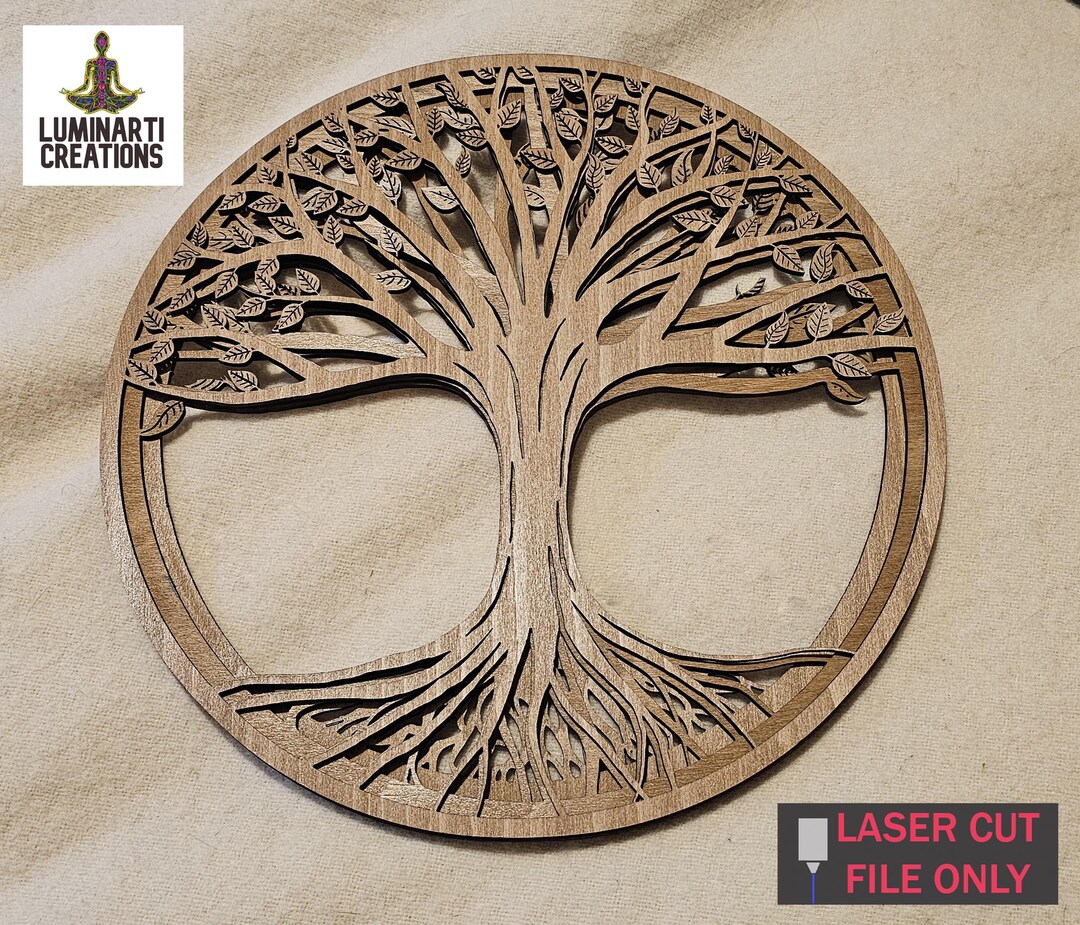 Tree of Life Cut File Wooden Wall Decor Ornament Lightburn Gift for Her ...