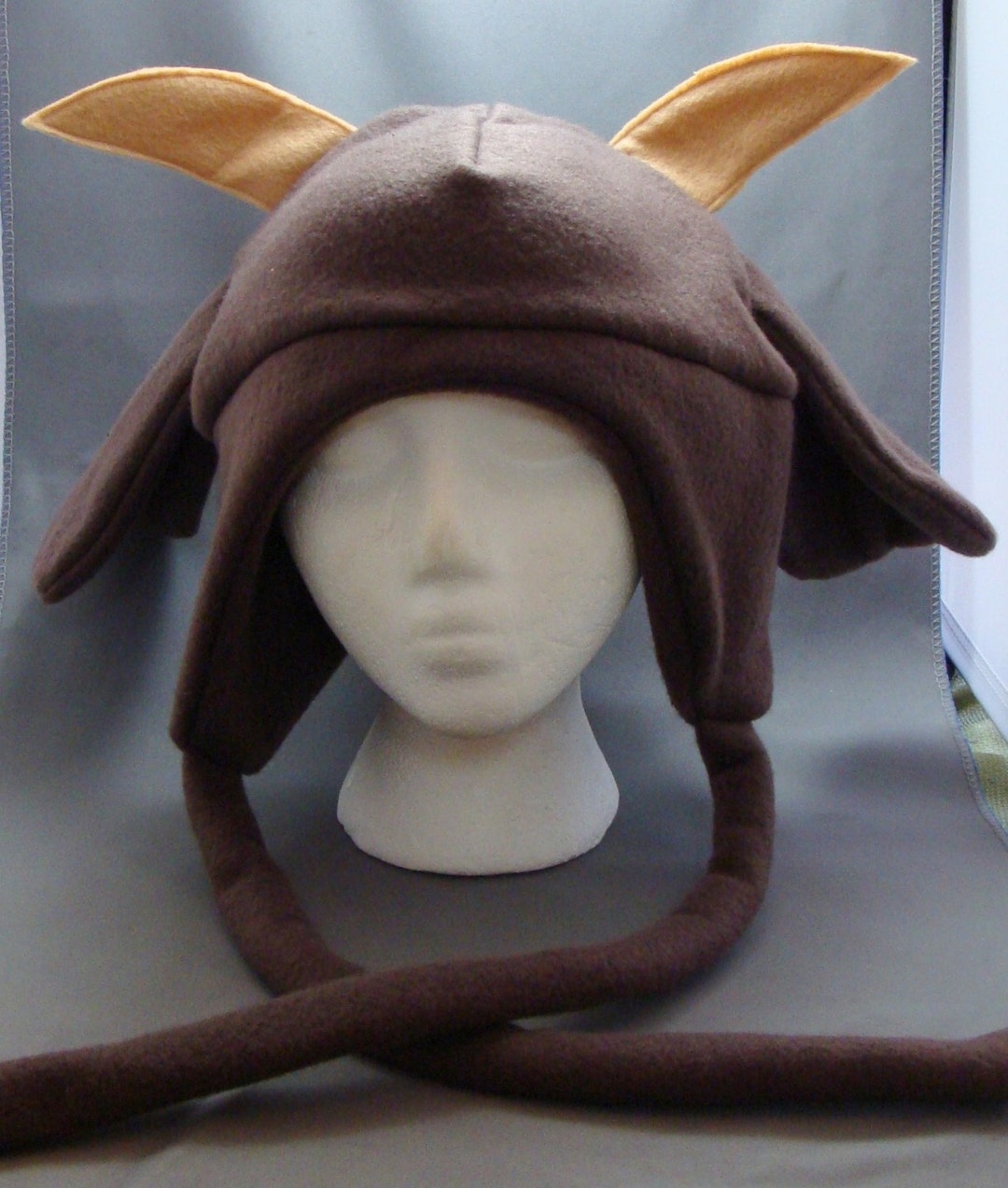 Brown Goat With Horns Winter Cute Fleece Beanie Hat Cosplay Anime ...