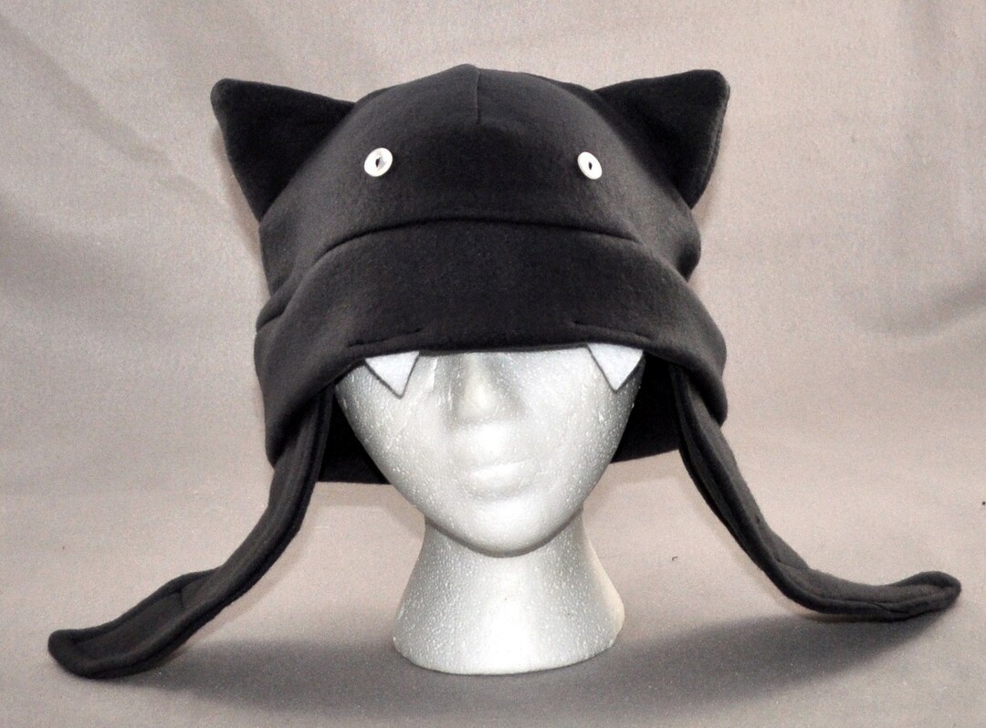 Black BAT Wings Earflap AVIATOR Beanie Fleece Hat Cosplay Vampie Anime ...