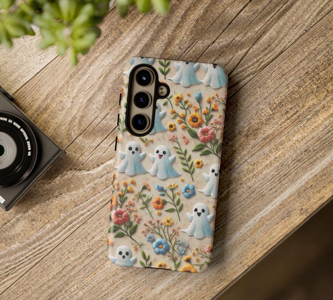Halloween-inspired 3D Embroidered Phone Case With Cute Ghosts & Boho ...