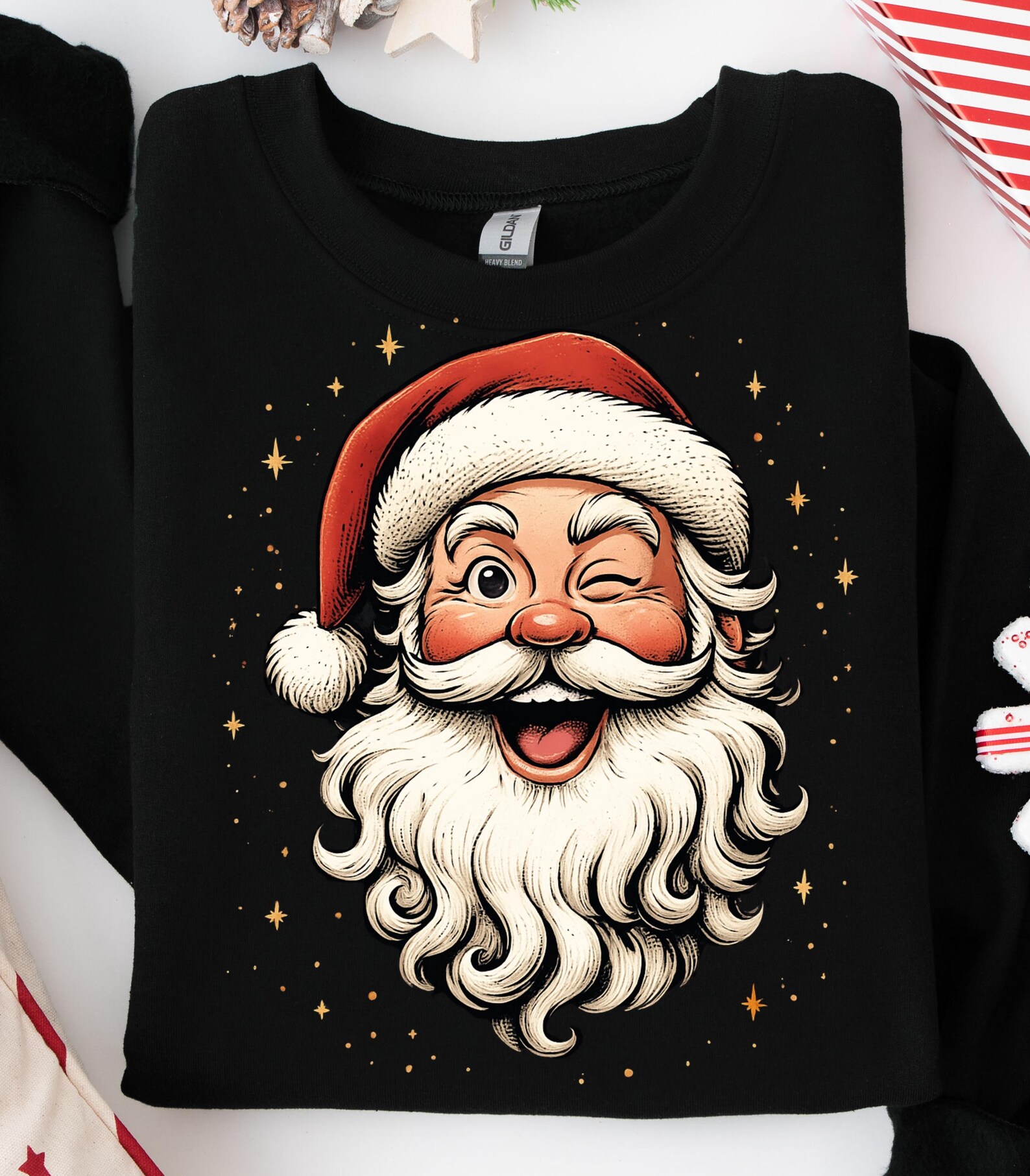 Retro Winking Santa PNG, Christmas Shirt Design (digital Download) - Etsy