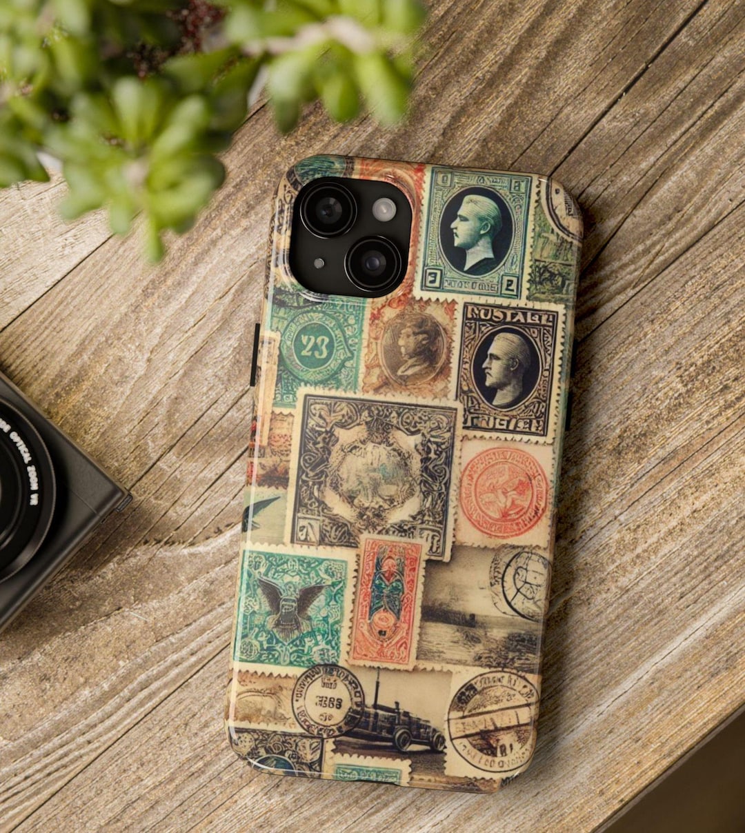 Vintage Stamp Collage Phone Case Retro Old Stamp Design, Unique Gift ...