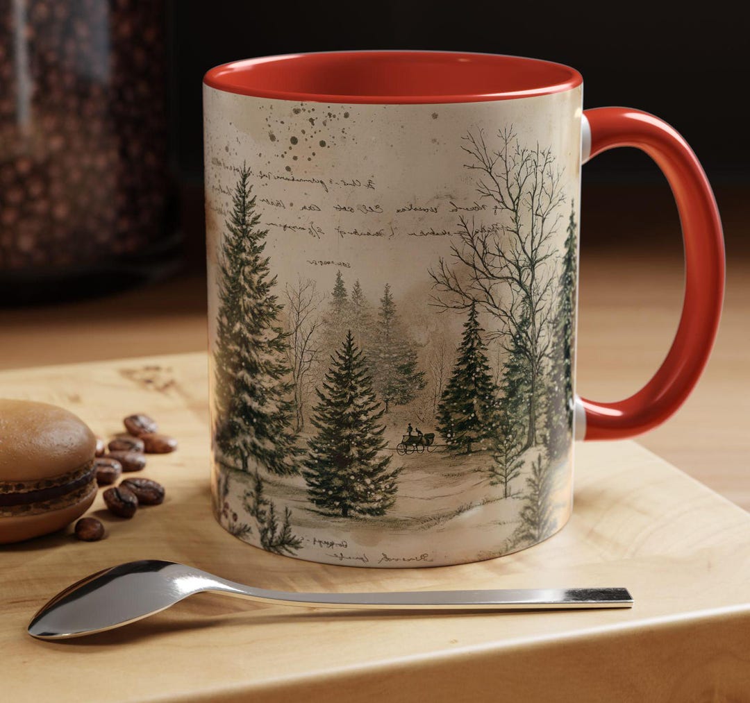Vintage Christmas Tree Coffee Mug Winter Holiday Ceramic Mug Festive ...