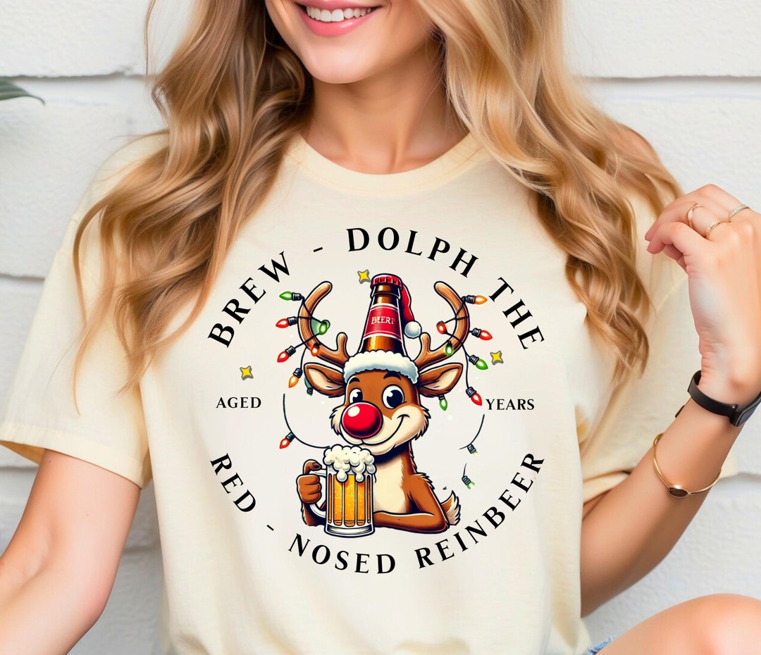 Brew-dolph the Red-nosed Reinbeer PNG, Drinking Brewdolph Christmas ...