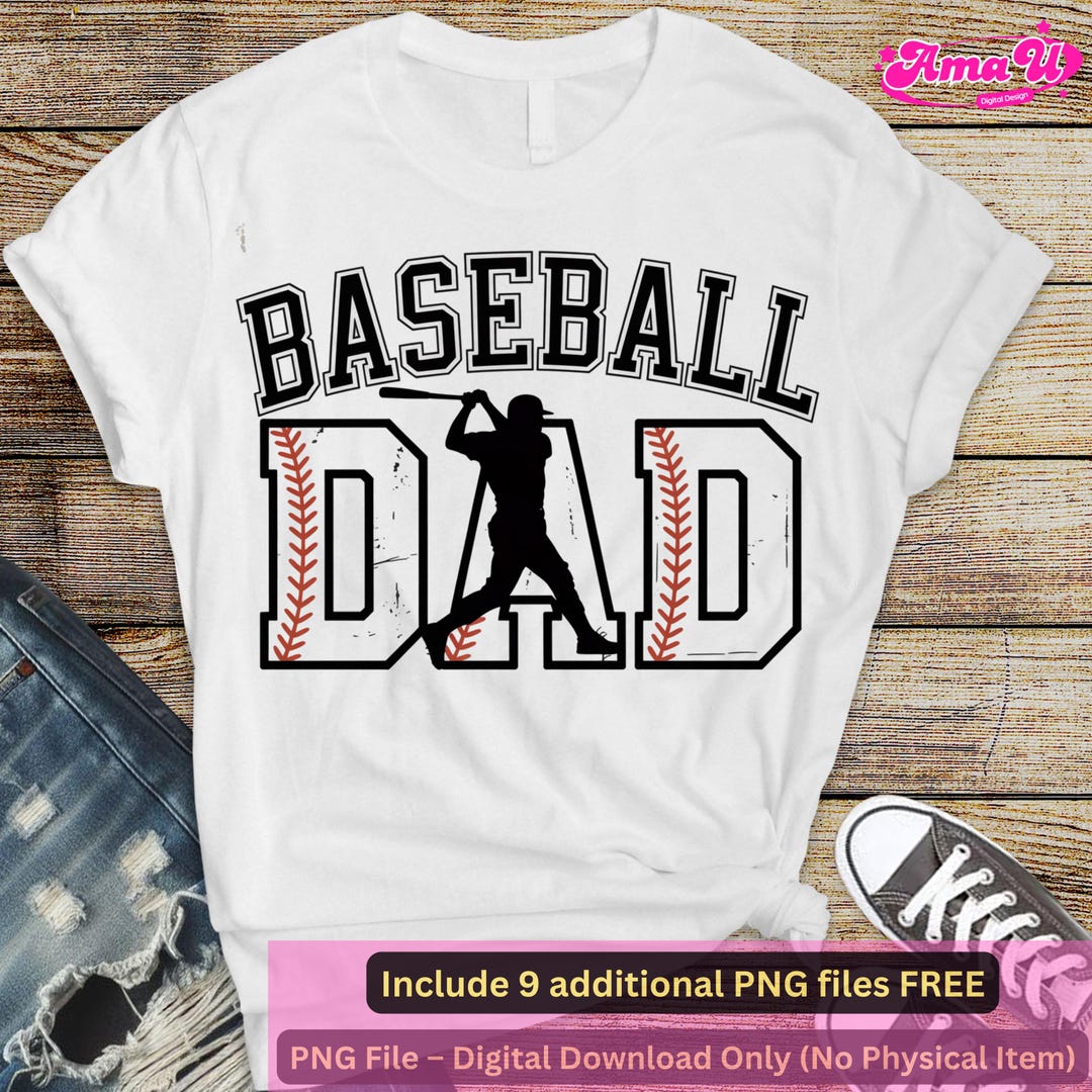 Baseball Dad PNG | Vintage Baseball Stitch Letters Sublimation | Sports ...
