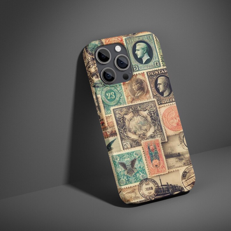 Vintage Stamp Collage Phone Case Retro Old Stamp Design, Unique Gift ...