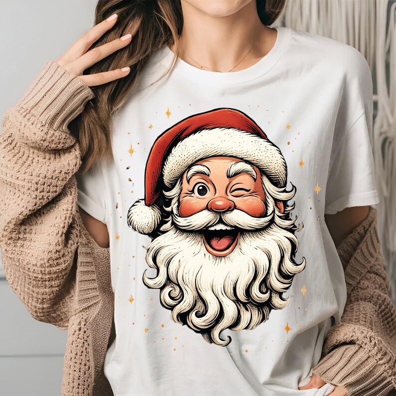 Retro Winking Santa PNG, Christmas Shirt Design (digital Download) - Etsy