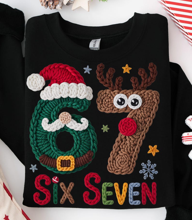 Six Seven Christmas PNG, Santa & Reindeer Crochet Numbers, Latch Hook ...