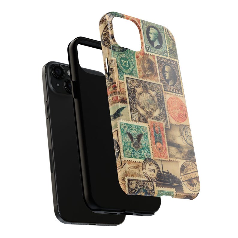 Vintage Stamp Collage Phone Case Retro Old Stamp Design, Unique Gift ...