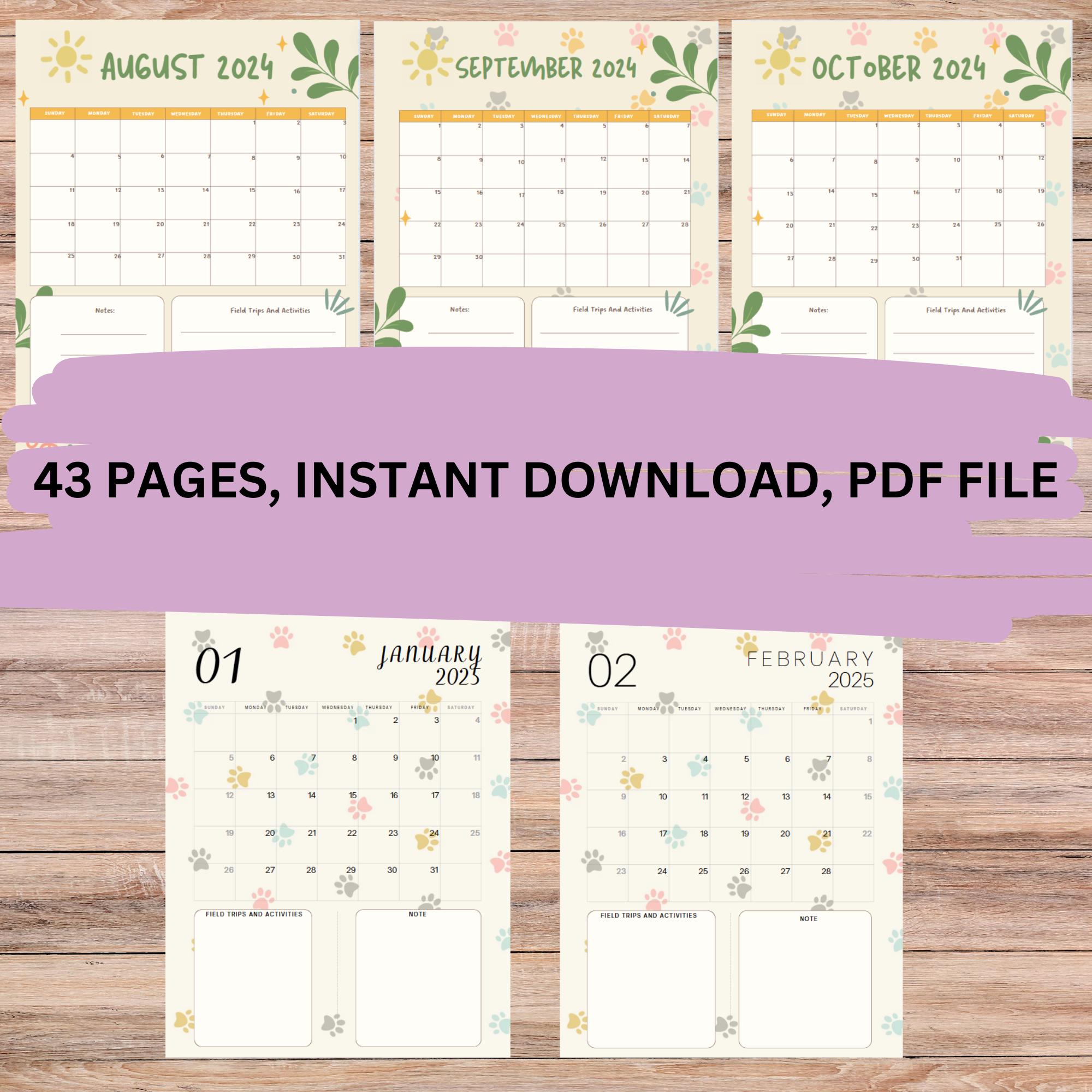 12 Months Homeschool Planner and Organizer-kitty Printable Planner ...