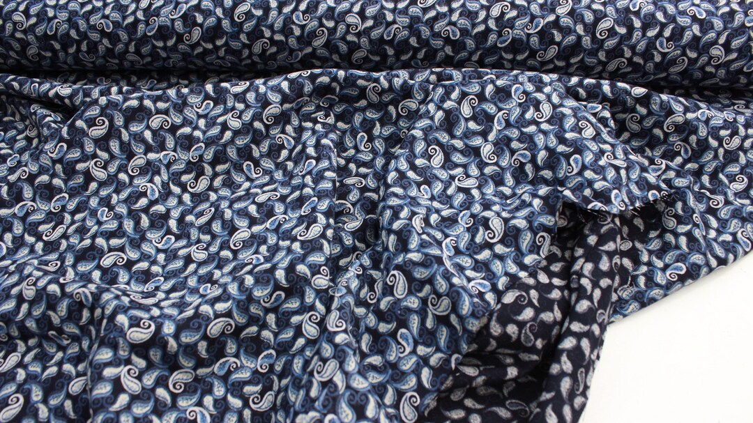 Blue Paisley Viscose Fabric, Italian Dress Fabric, 59" Wide - Etsy