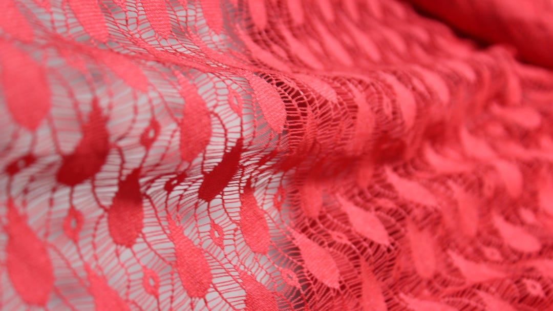 Lg Red Guipure Lace Fabric - Patterned, Delicate and Lightweight Lace ...