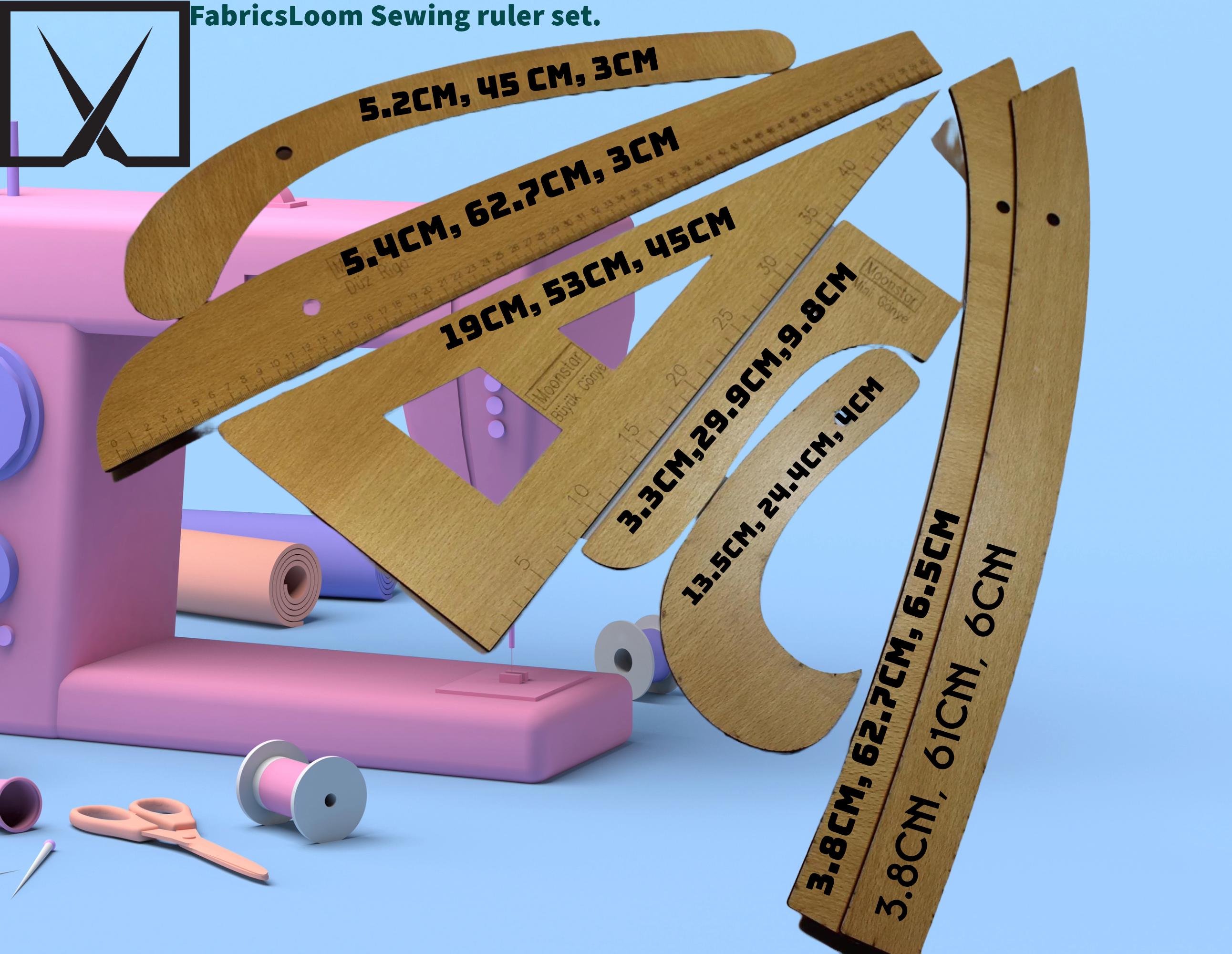 MDF Sewing Ruler Set, 7 PCS, Curve Rulers, Natural Wood Rulers, Sewing ...