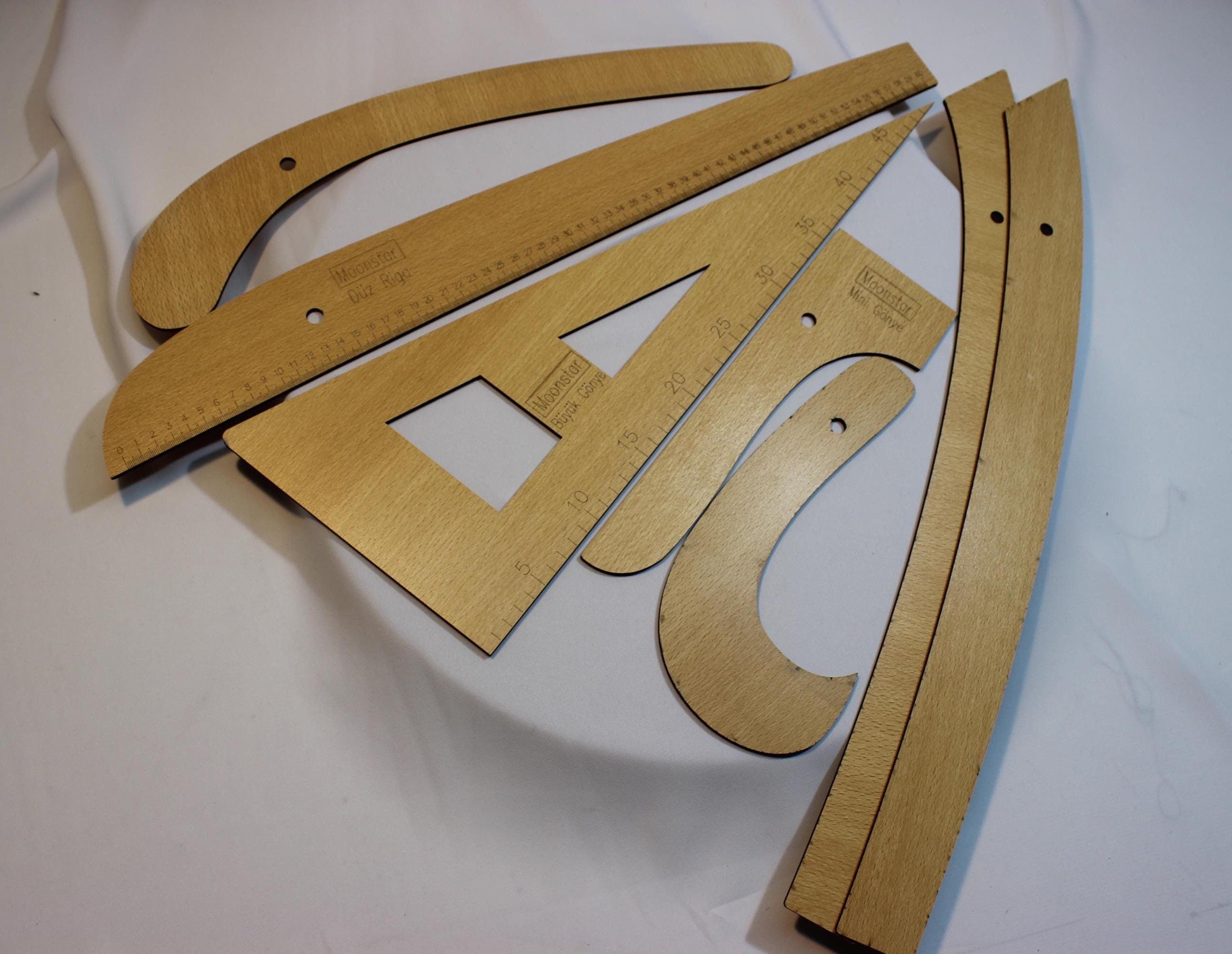 MDF Sewing Ruler Set, 7 PCS, Curve Rulers, Natural Wood Rulers, Sewing ...