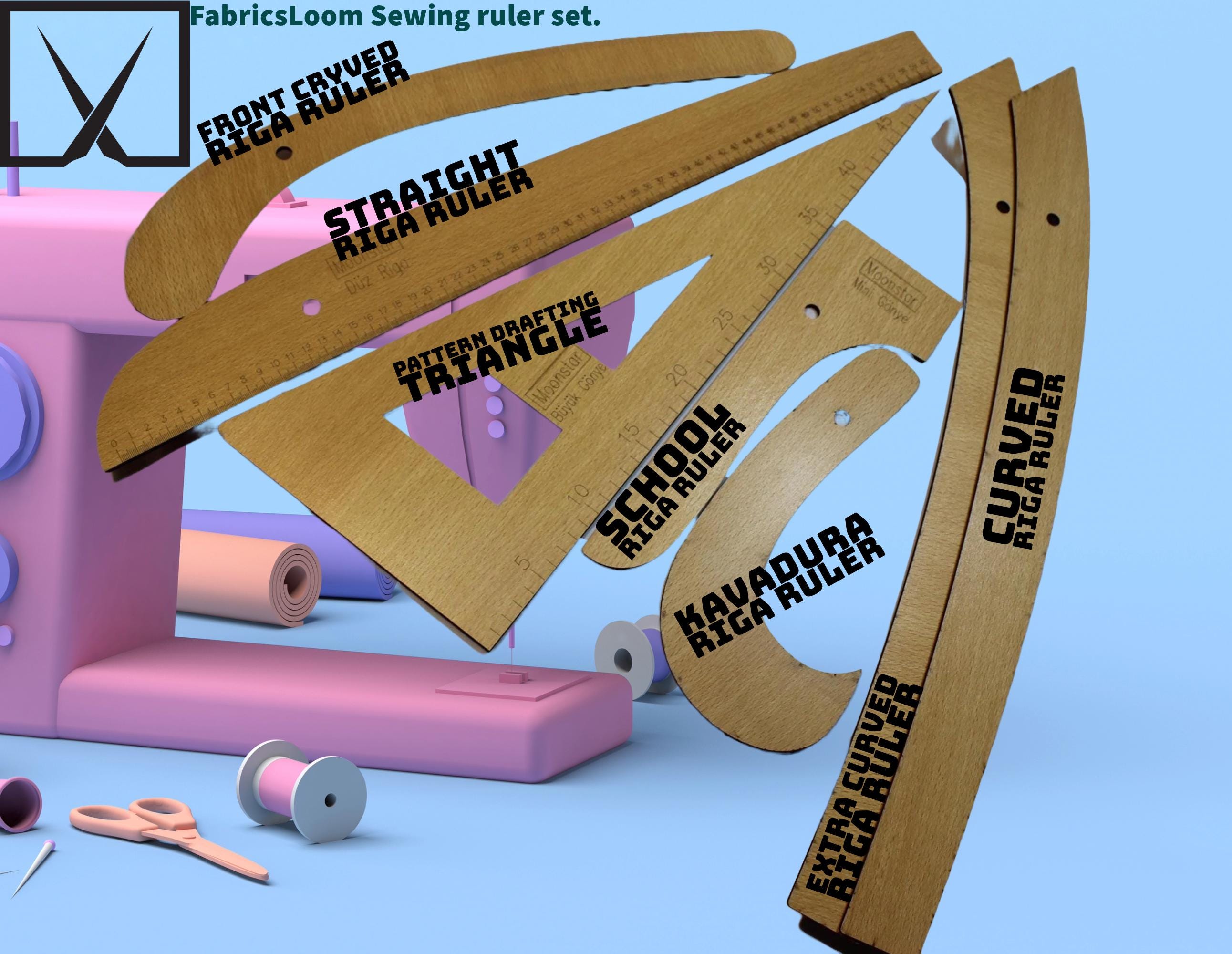 MDF Sewing Ruler Set, 7 PCS, Curve Rulers, Natural Wood Rulers, Sewing ...