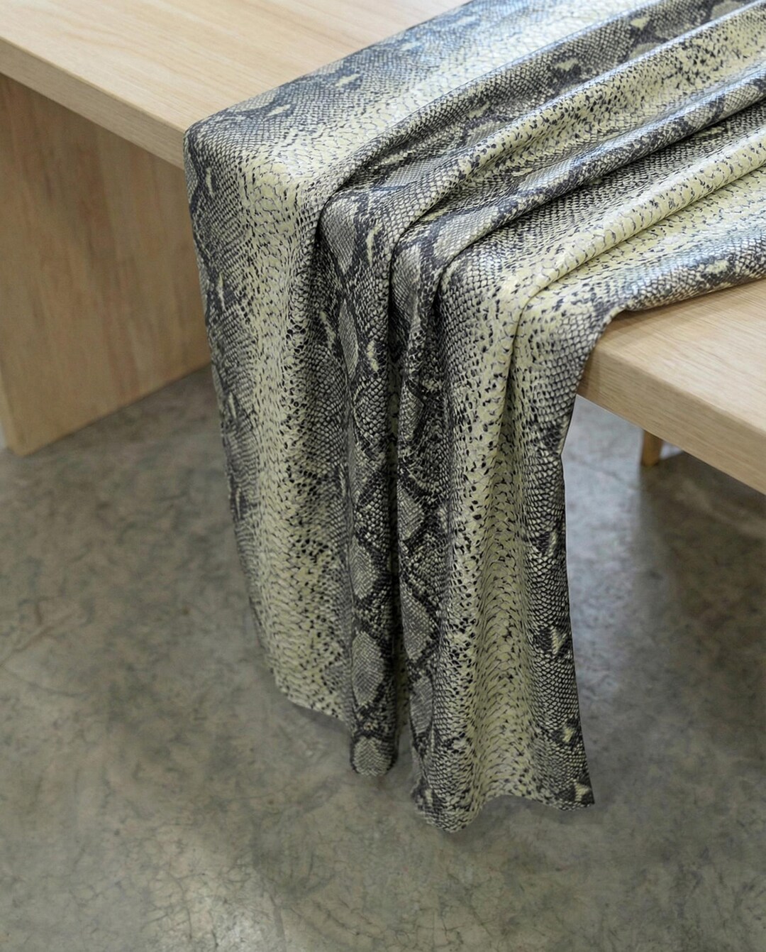 Embossed Snake Skin Black Faux Leather Fabric 140cm - Upholstery & Bag ...