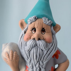Gnome Statue - Gnome Holding a Seashell - Beach Gnome - Tropical Gnome ...