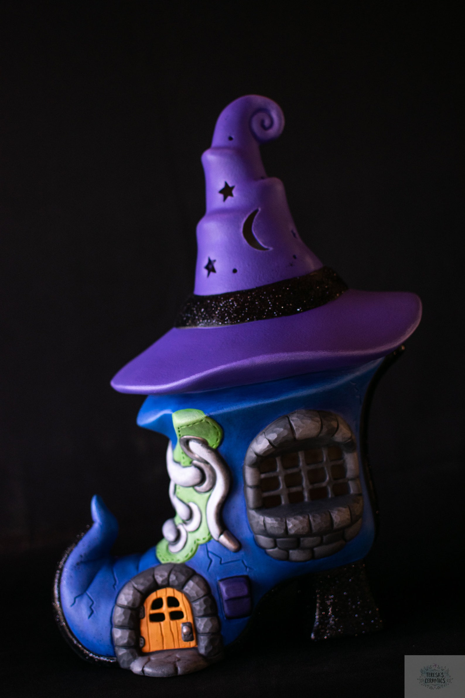 Wicked Witch Cottage Glitter Halloween Decor Witches Boot - Etsy