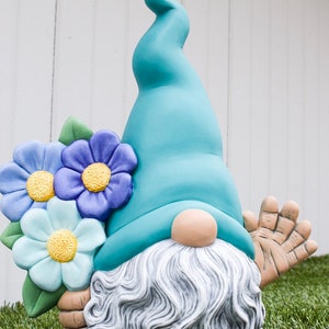 Large Flower Power Gnome | Turquoise Flower Gnome | Gift for Mom ...