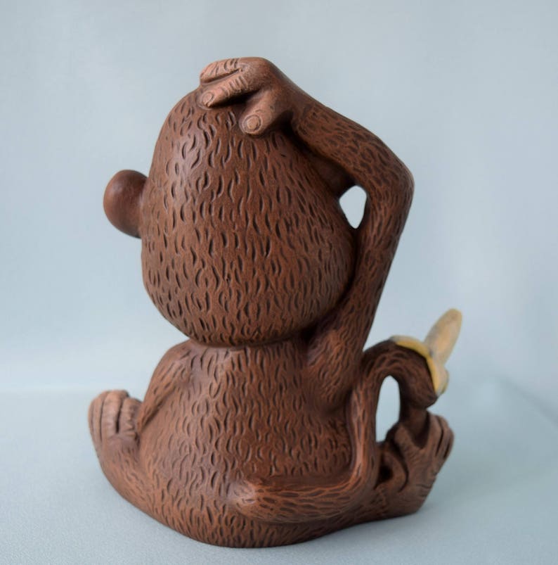 Ceramic Monkey Figurine: Nursery Decor, Baby Shower Gift, Jungle Animal ...