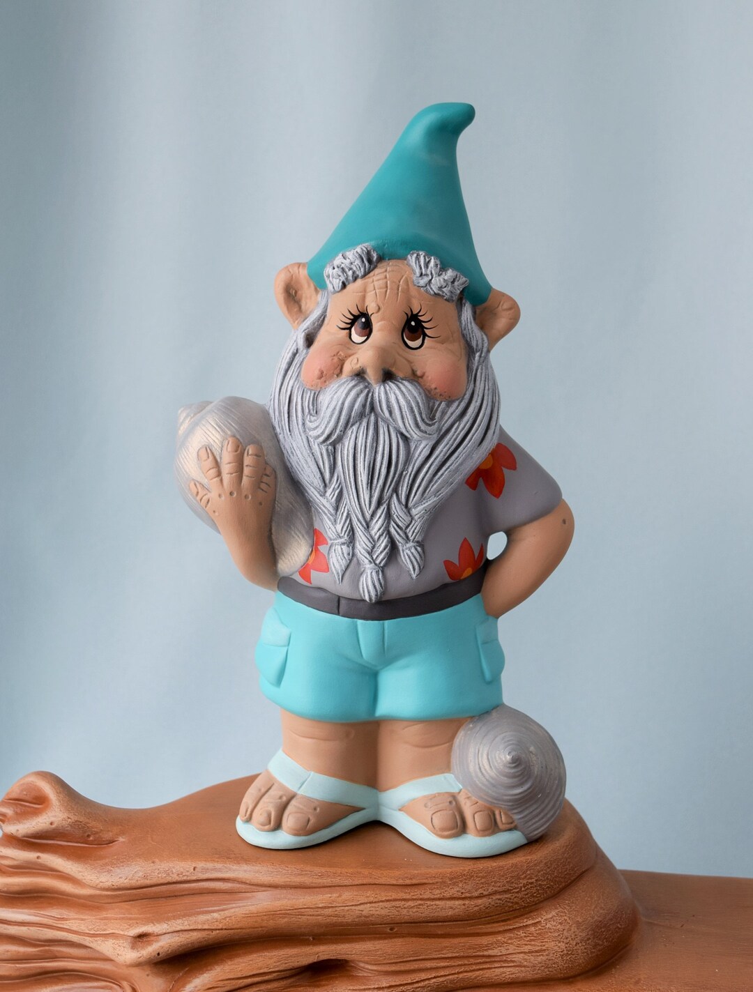 Gnome Statue - Gnome Holding a Seashell - Beach Gnome - Tropical Gnome ...