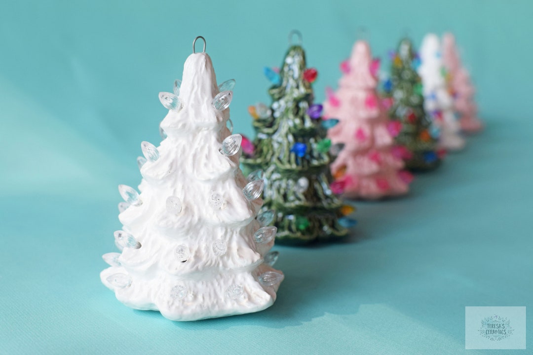 White Mini Ceramic Christmas Tree Ornament - Tiny White Ceramic Tree - Etsy