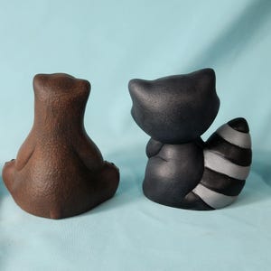 Ceramic Woodland Animal Set: Owl, Fox, Raccoon, Bear - Nursery Decor ...