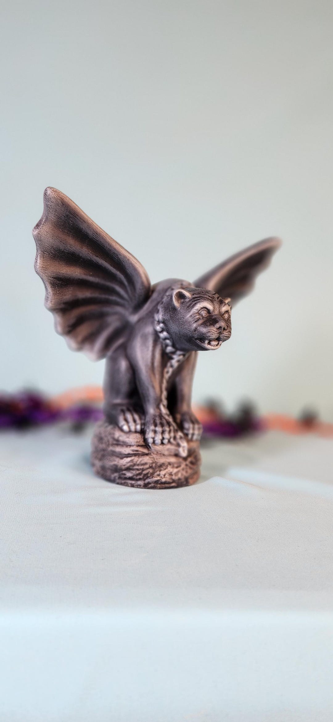 Renaissance Winged Bulldog Gargoyle Statue: Gray Mythical Creature for ...