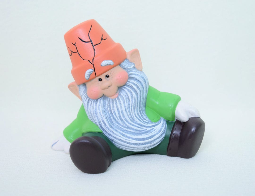 Garden Gnome - Garden Gnome - Yard Art - Gnome With a Flower Pot Hat ...