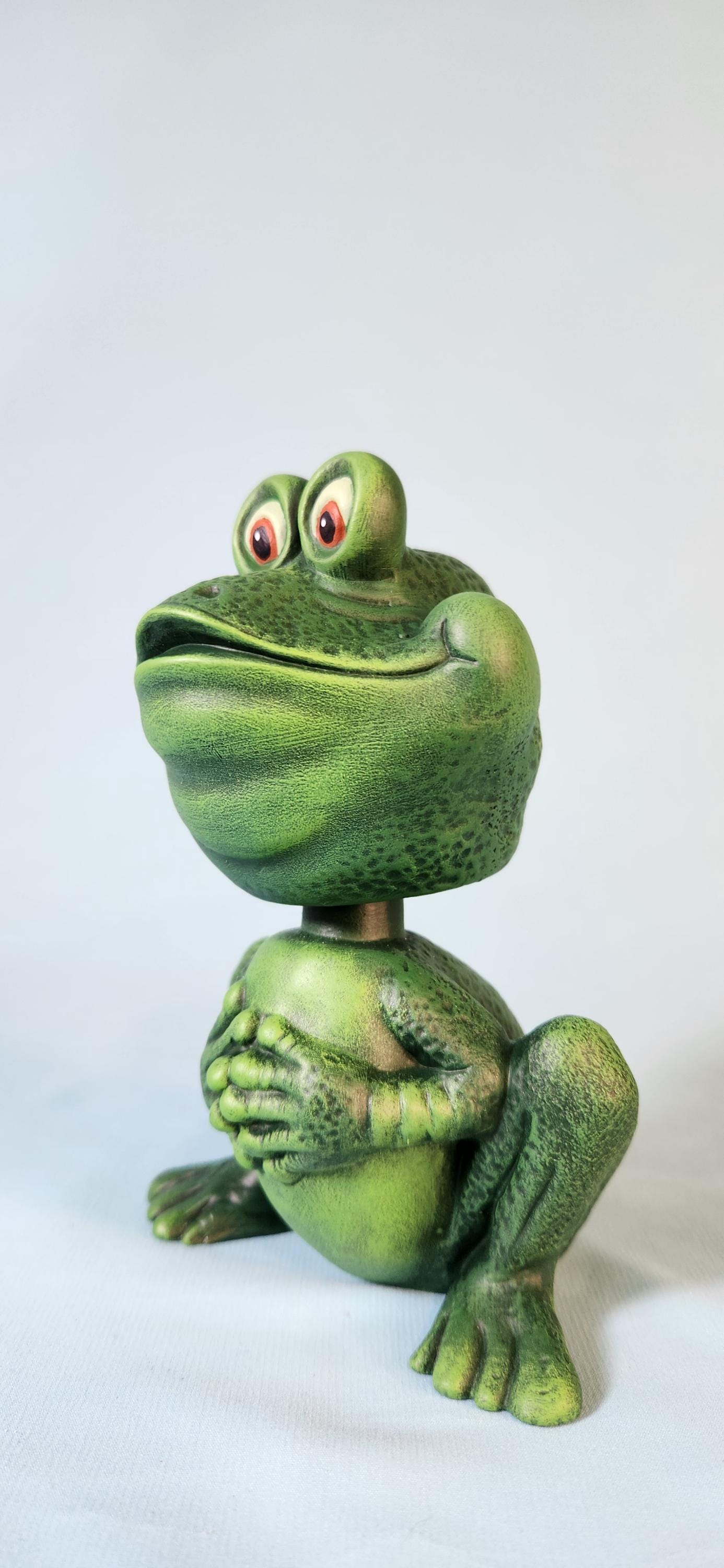 Ceramic Bobblehead Frog: Cute Collectible Nodder, Woodland Nursery ...