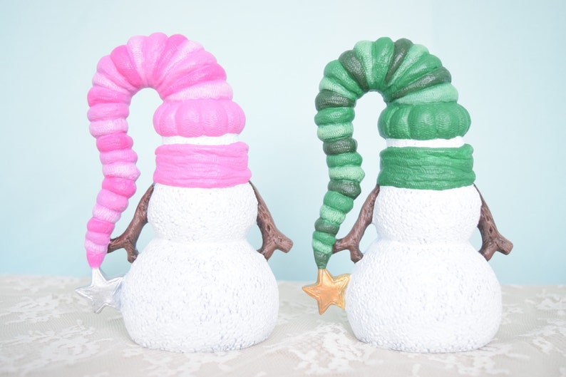 Ceramic Snowman With Cute Stocking Hat Blue Snowman - Etsy